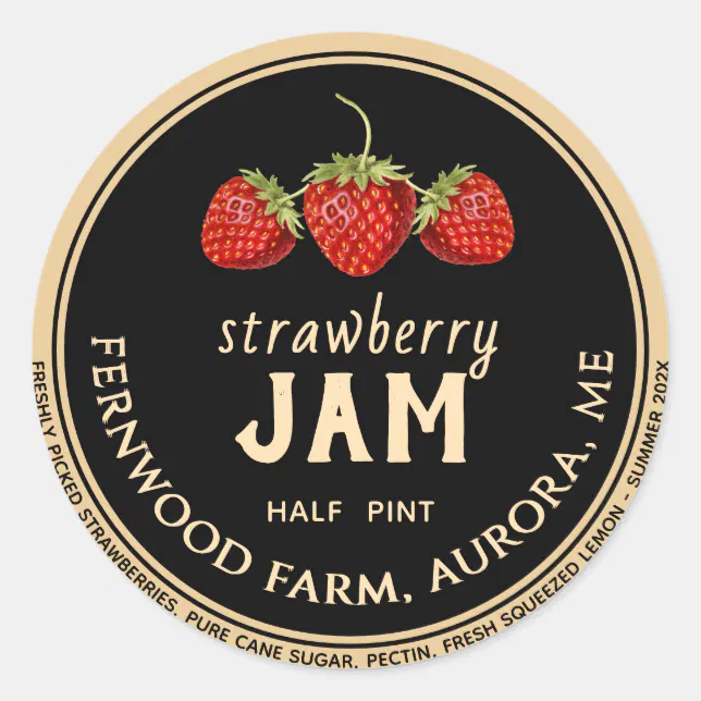 Strawberry Jam Classic Round Sticker | Zazzle
