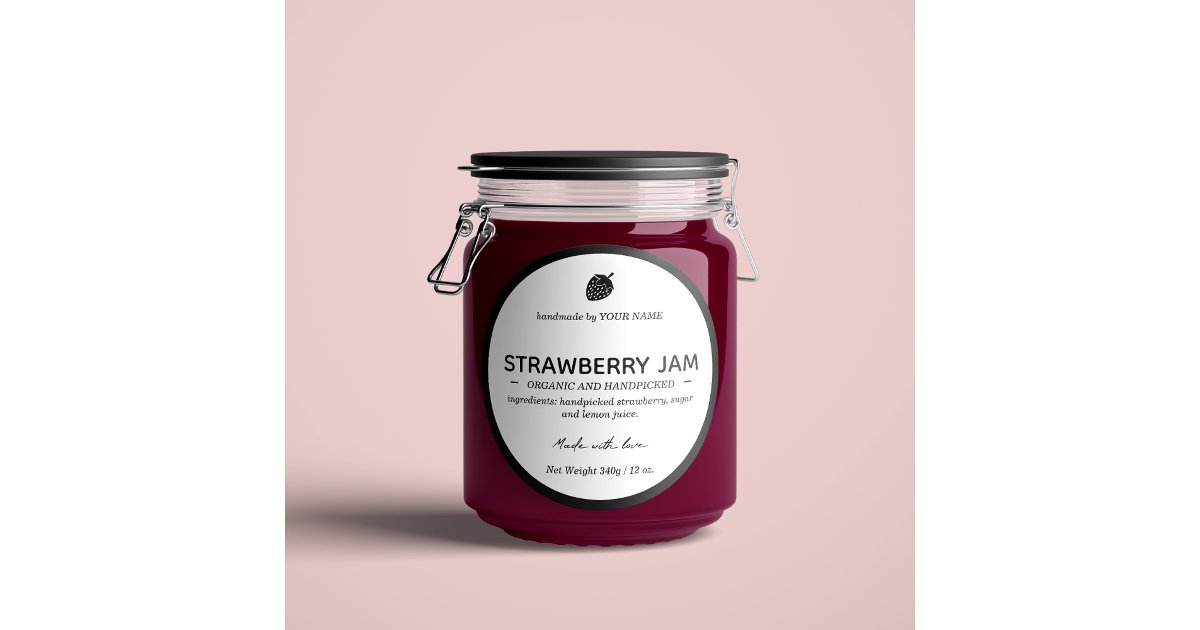 Strawberry Jam Jar Label Packaging Design | Zazzle