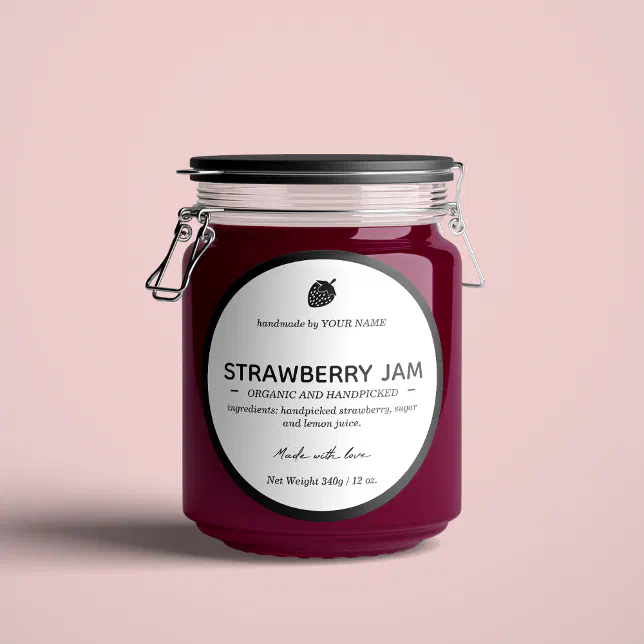 Strawberry Jam Jar Label Packaging Design | Zazzle