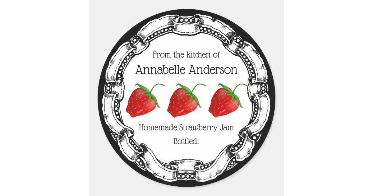 Strawberry Jam Label Personalize | Zazzle
