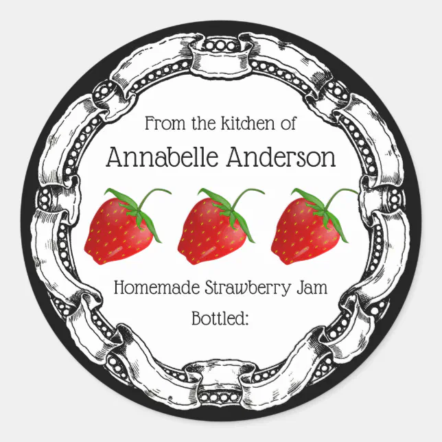 Strawberry Jam Label Personalize | Zazzle