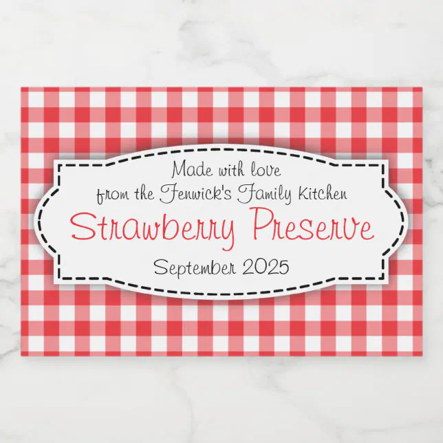 Strawberry jam preserves checked label | Zazzle