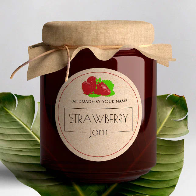 Strawberry Jam Small Product Label Stickers | Zazzle