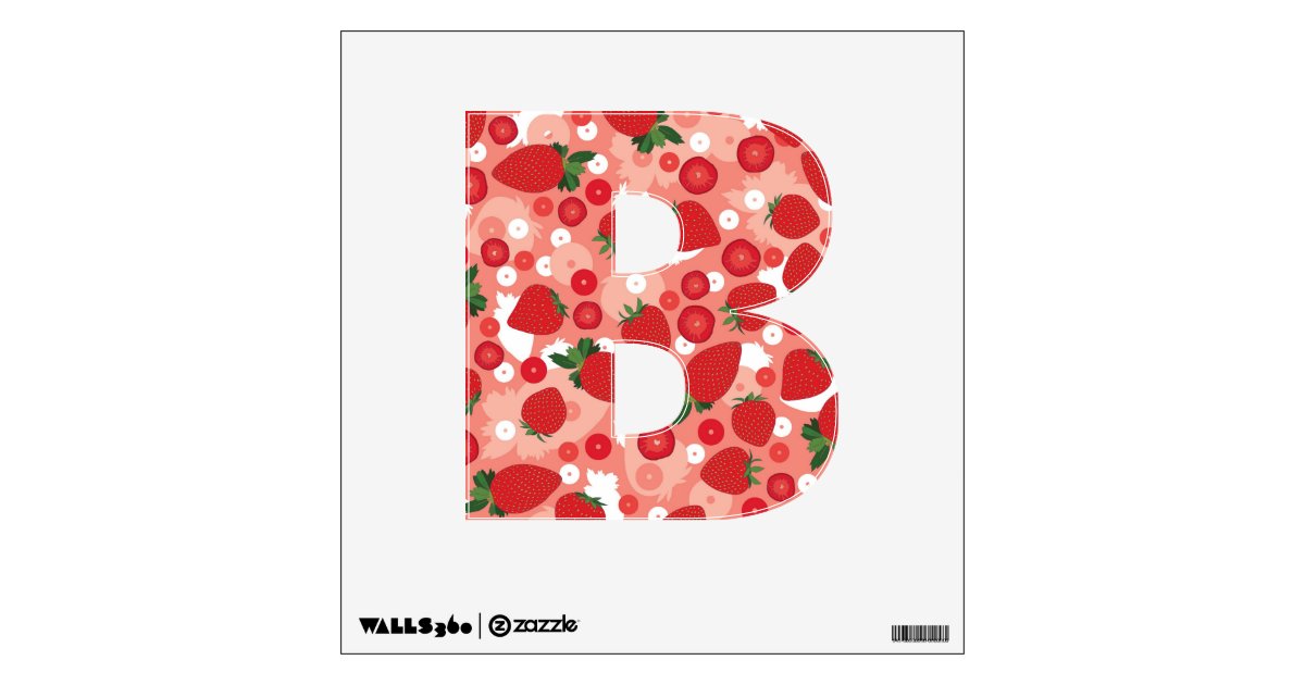 Strawberry - Letter B, Wall Decal | Zazzle