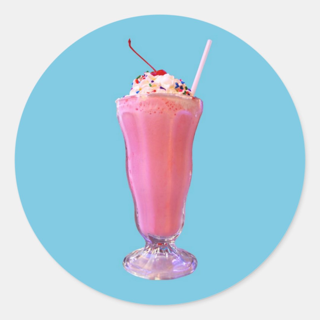 Strawberry Milkshake Classic Round Sticker | Zazzle
