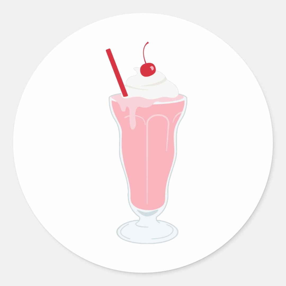 Strawberry Milkshake Classic Round Sticker | Zazzle