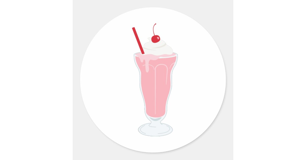 Strawberry Milkshake Classic Round Sticker | Zazzle
