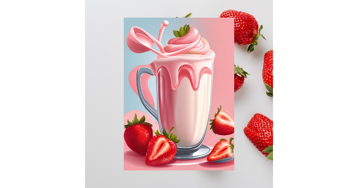 Strawberry Milkshake, Postcrossing Postcard | Zazzle