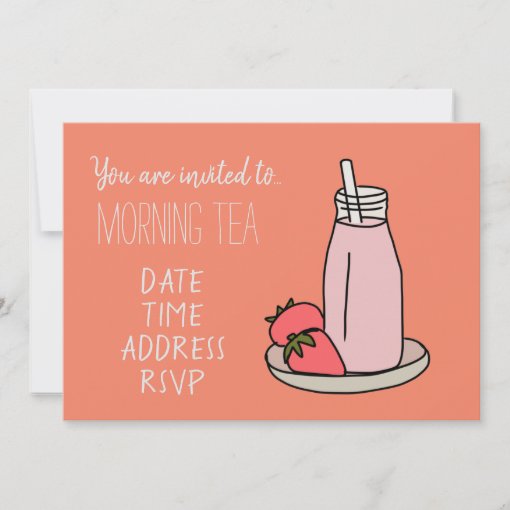 Strawberry Milkshake retro pink Morning tea Invitation | Zazzle