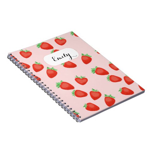 Strawberry Milkshake strawberries Custom Name Notebook | Zazzle