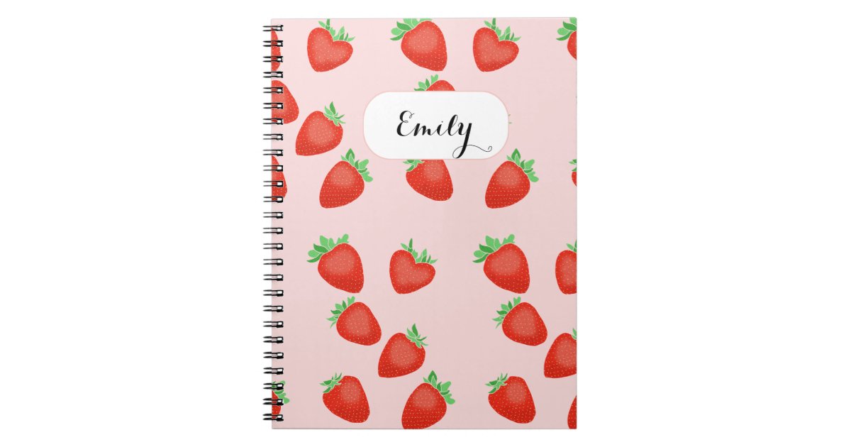 Strawberry Milkshake strawberries Custom Name Notebook | Zazzle