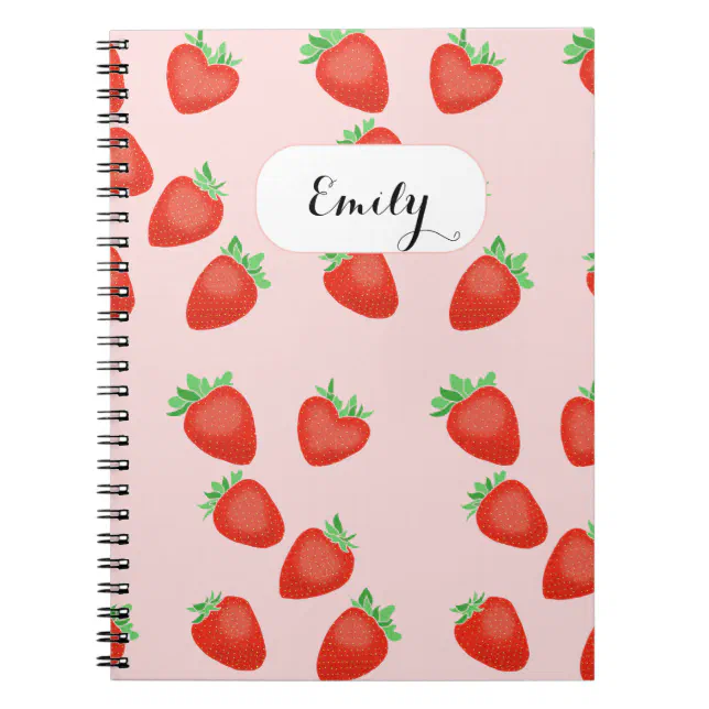 Strawberry Milkshake strawberries Custom Name Notebook | Zazzle