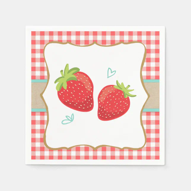 Strawberry Paper Napkins Summer fruit Picnic | Zazzle