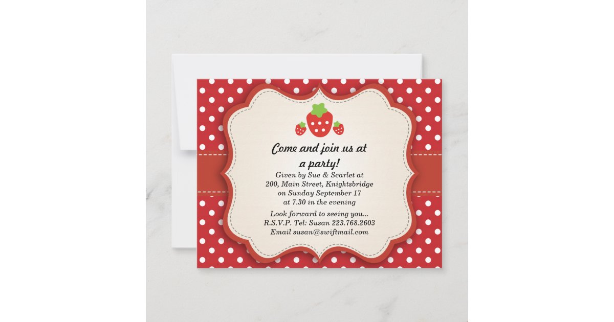Strawberry Party Invitation | Zazzle