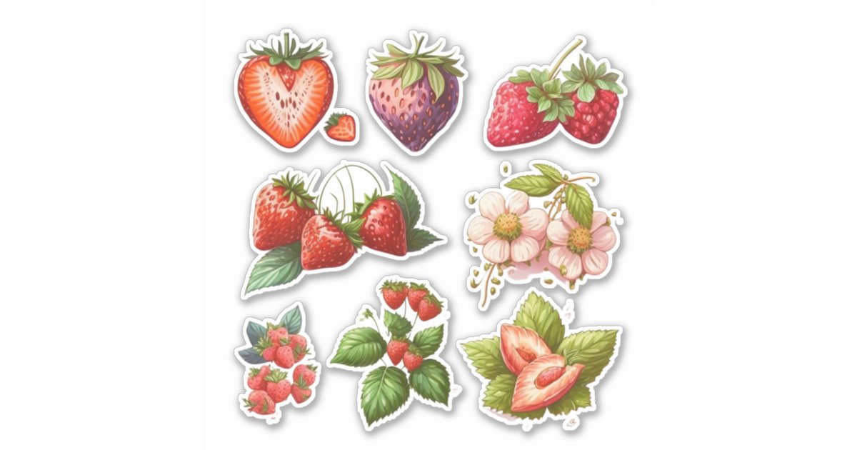 Strawberry Patch Vinyl Sticker | Zazzle