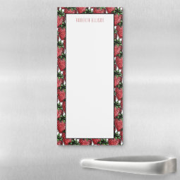 Strawberry Pattern Background Custom Name Magnetic Notepad | Zazzle