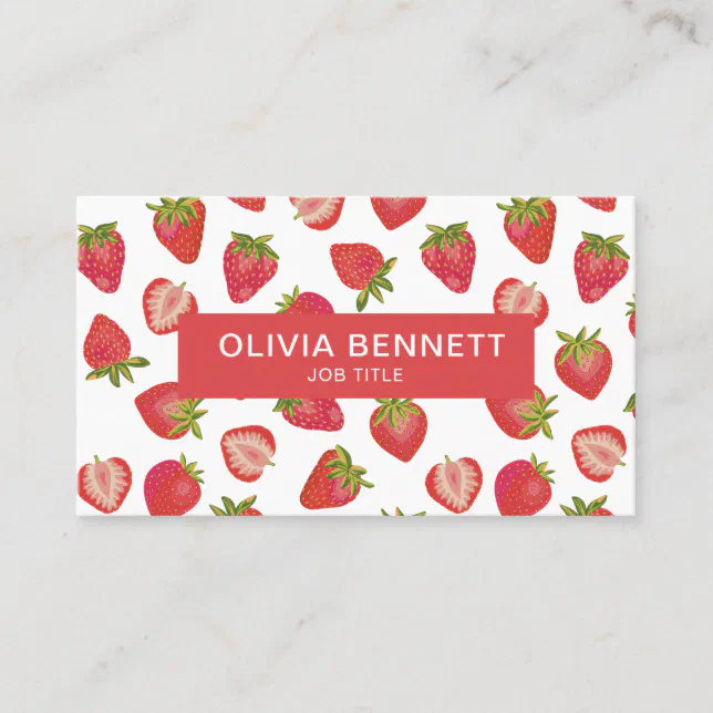 Strawberry Pattern Colorful QR Code Business Card | Zazzle