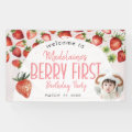 Strawberry Photo Welcome Berry First Birthday Banner | Zazzle