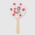 Strawberry Pink Berry First Baby Birthday Photo Hand Fan | Zazzle