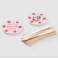Strawberry Pink Berry First Baby Birthday Photo Hand Fan | Zazzle