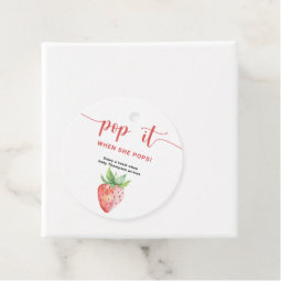 Strawberry Pop it When she pops Favor Tags | Zazzle