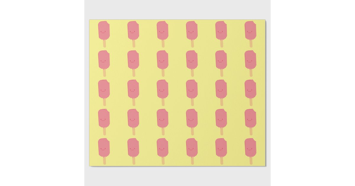 Strawberry Popsicle Cartoon Drawing Wrapping Paper | Zazzle