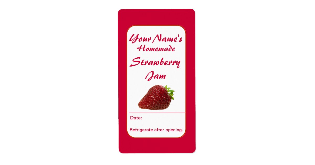 Strawberry Preserves Custom Jam Jar Labels | Zazzle