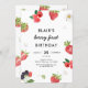 Strawberry Raspberry First Girl 1st Birthday Invitation | Zazzle