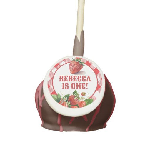 Strawberry Red Gingham 1st Birthday Cake Pops | Zazzle