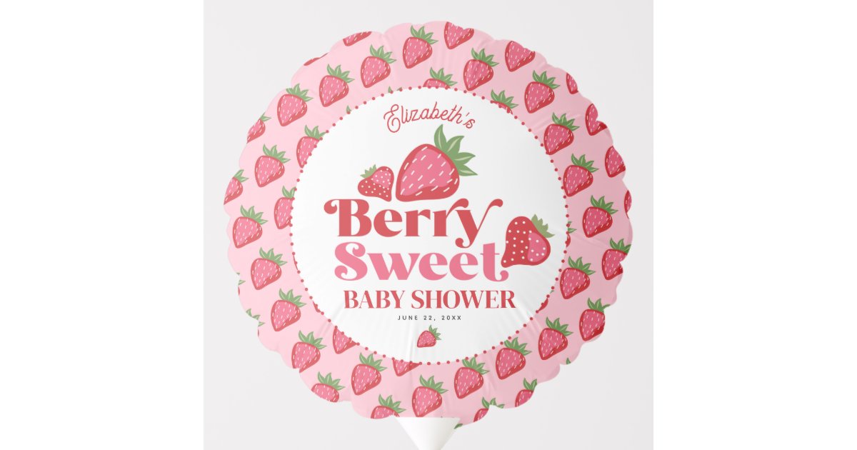 Strawberry Red Pink Berry Sweet Baby Shower Balloon | Zazzle
