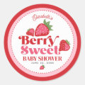 Strawberry Red Pink Berry Sweet Baby Shower Classic Round Sticker | Zazzle