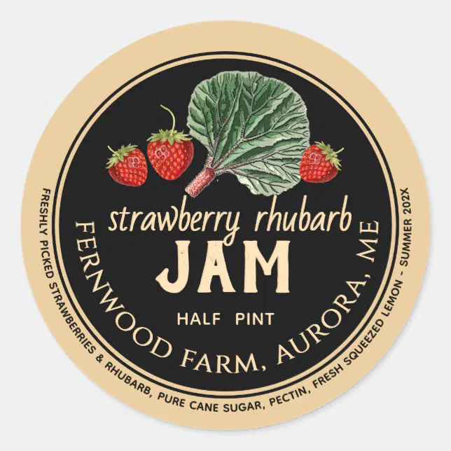 Strawberry Rhubarb Jam Classic Round Sticker | Zazzle