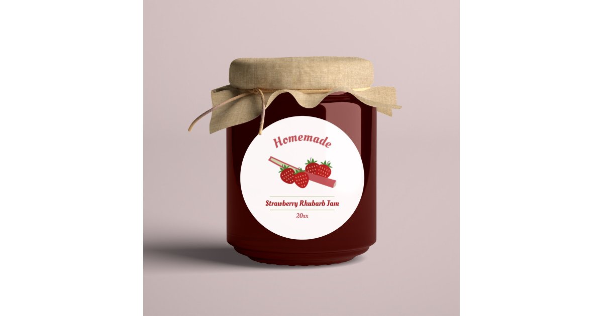 Strawberry Rhubarb Jam Label Sticker | Zazzle