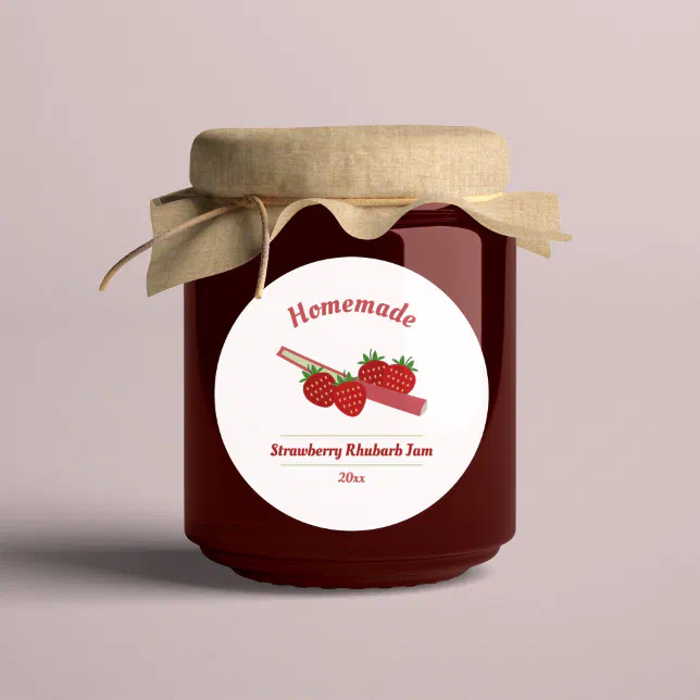 Strawberry Rhubarb Jam Label Sticker | Zazzle