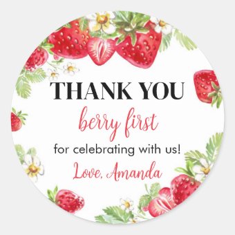 Strawberry Sticker Labels Birthday Baby Shower | Zazzle