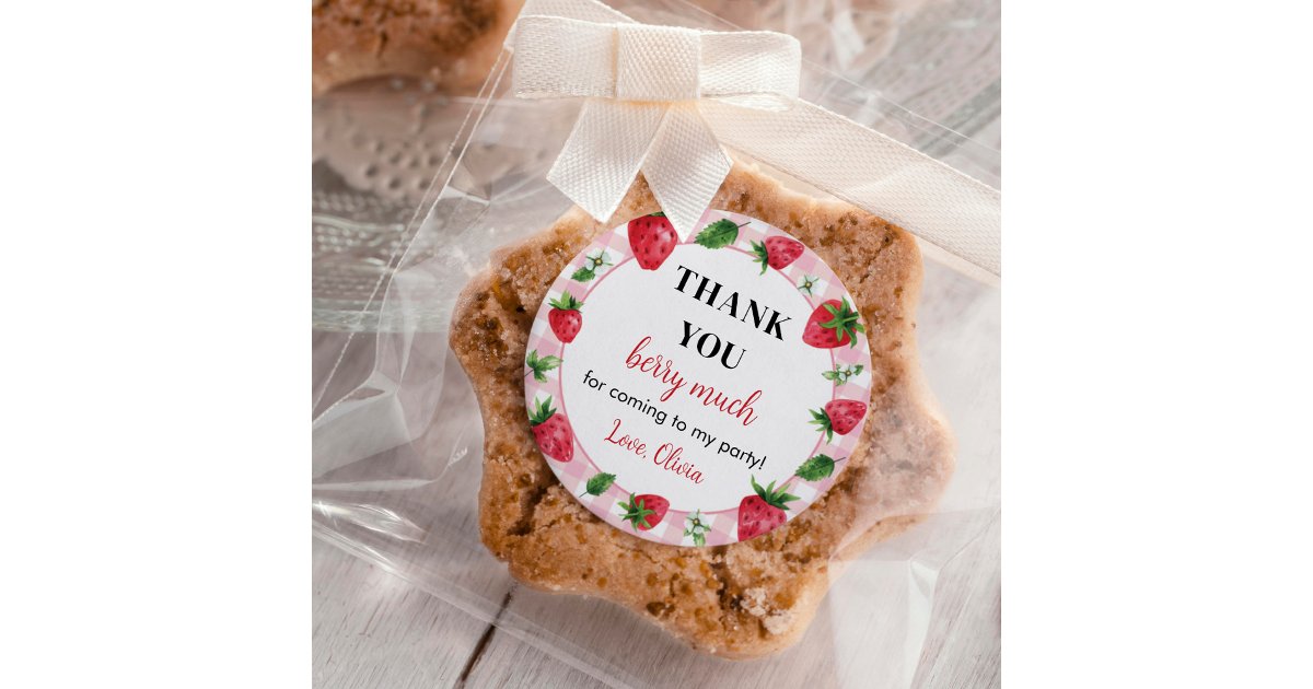 Strawberry Sticker Labels Birthday Berry Sweet | Zazzle