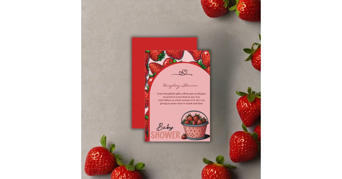 Strawberry Sweet Pink Bucket Baby Shower Enclosure Card | Zazzle