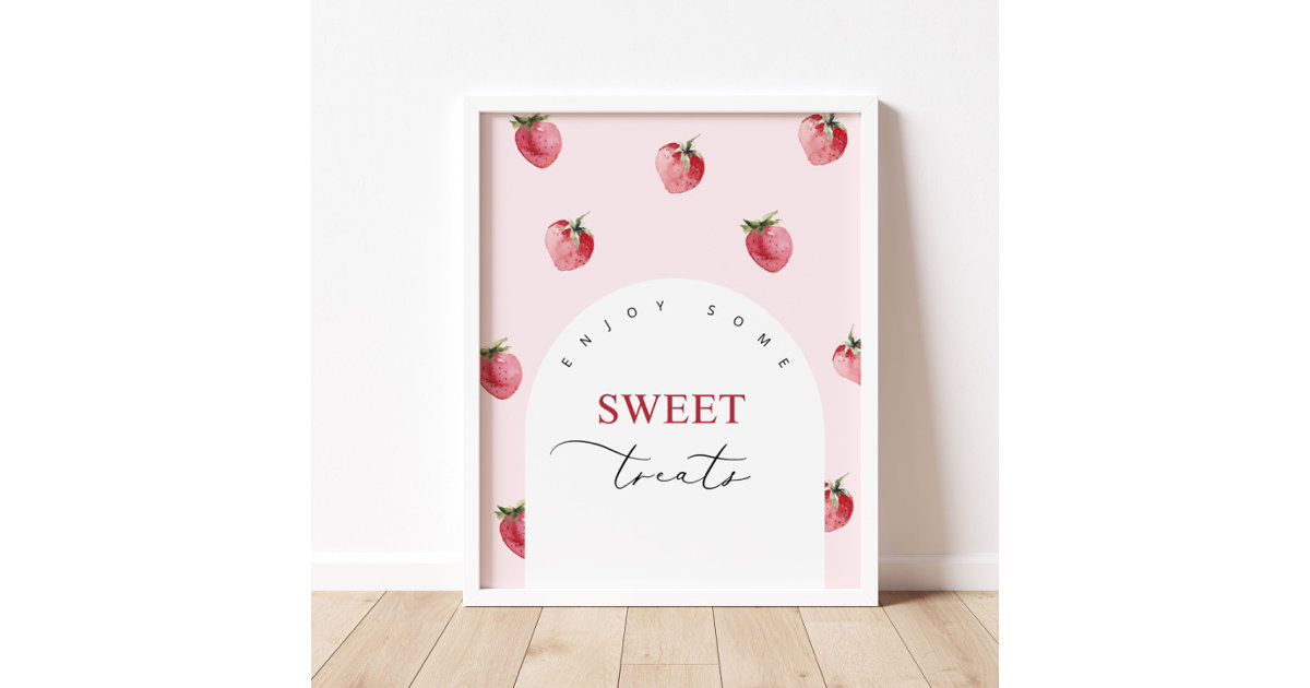 Strawberry sweet treats birthday party poster | Zazzle