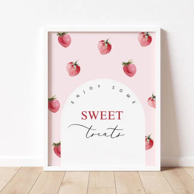 Strawberry sweet treats birthday party poster | Zazzle