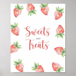 Strawberry - sweets and treats baby shower poster | Zazzle