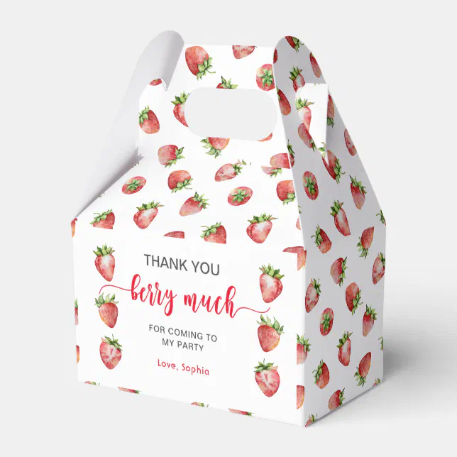 Strawberry Thank you Berry Much Favor Boxes | Zazzle