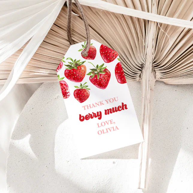 Strawberry Thank You Berry Much Favor Gift Tags | Zazzle