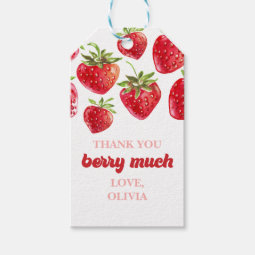 Strawberry Thank You Berry Much Favor Gift Tags | Zazzle