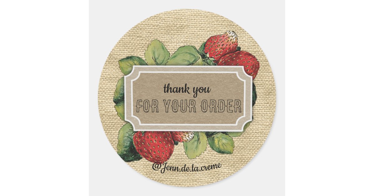 Strawberry Thank You Catering Classic Round Sticker | Zazzle