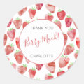 Strawberry Thank You Personalized Classic Round Sticker | Zazzle