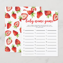 Strawberry Theme Baby Name Shower Game | Zazzle