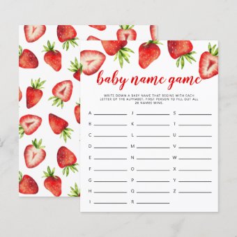 Strawberry Theme Baby Name Shower Game | Zazzle