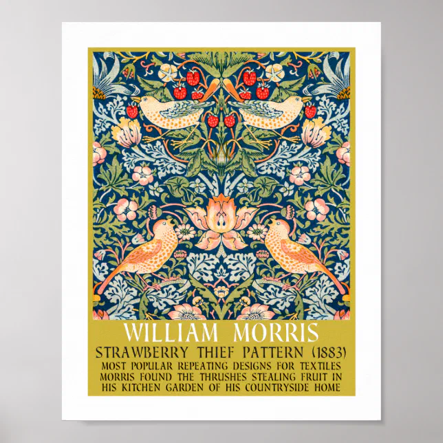 Strawberry thief - Design of William Morris Poster | Zazzle