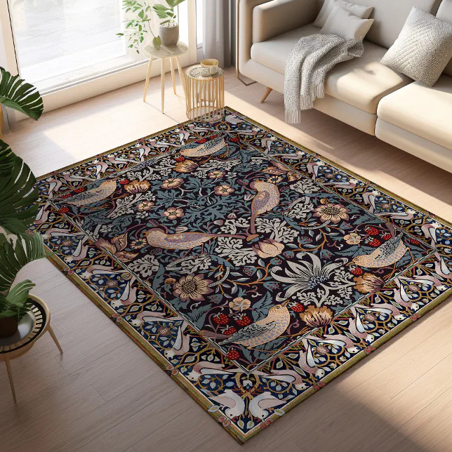 Strawberry Thief Pattern William Morris Rug | Zazzle