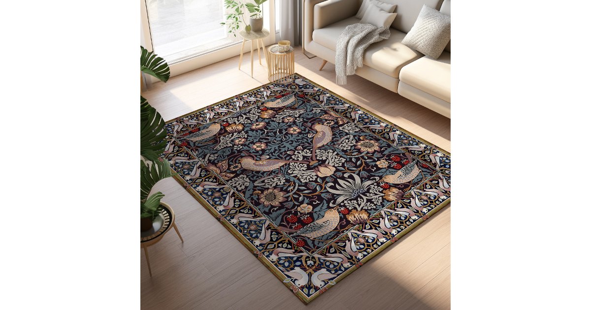 Strawberry Thief Pattern William Morris Rug | Zazzle